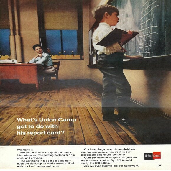 Union Camp | Art | 967 Union Camp Paper Company His Report Card Vintage ...